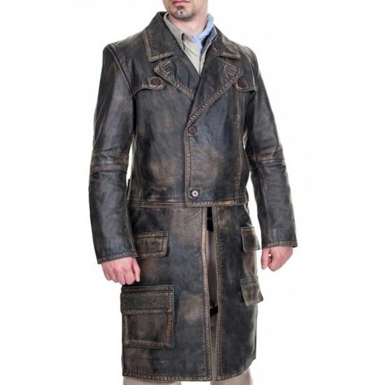 Defiance Joshua Nolan Distressed Leather Coat | Grant Bowler Coat
